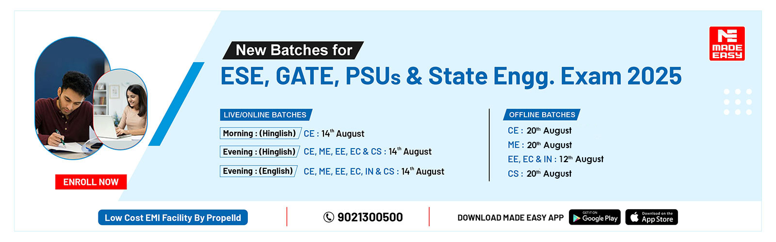 MADE EASY Classroom Courses for GATE, ESE, SSC JE, and PSUs Exams